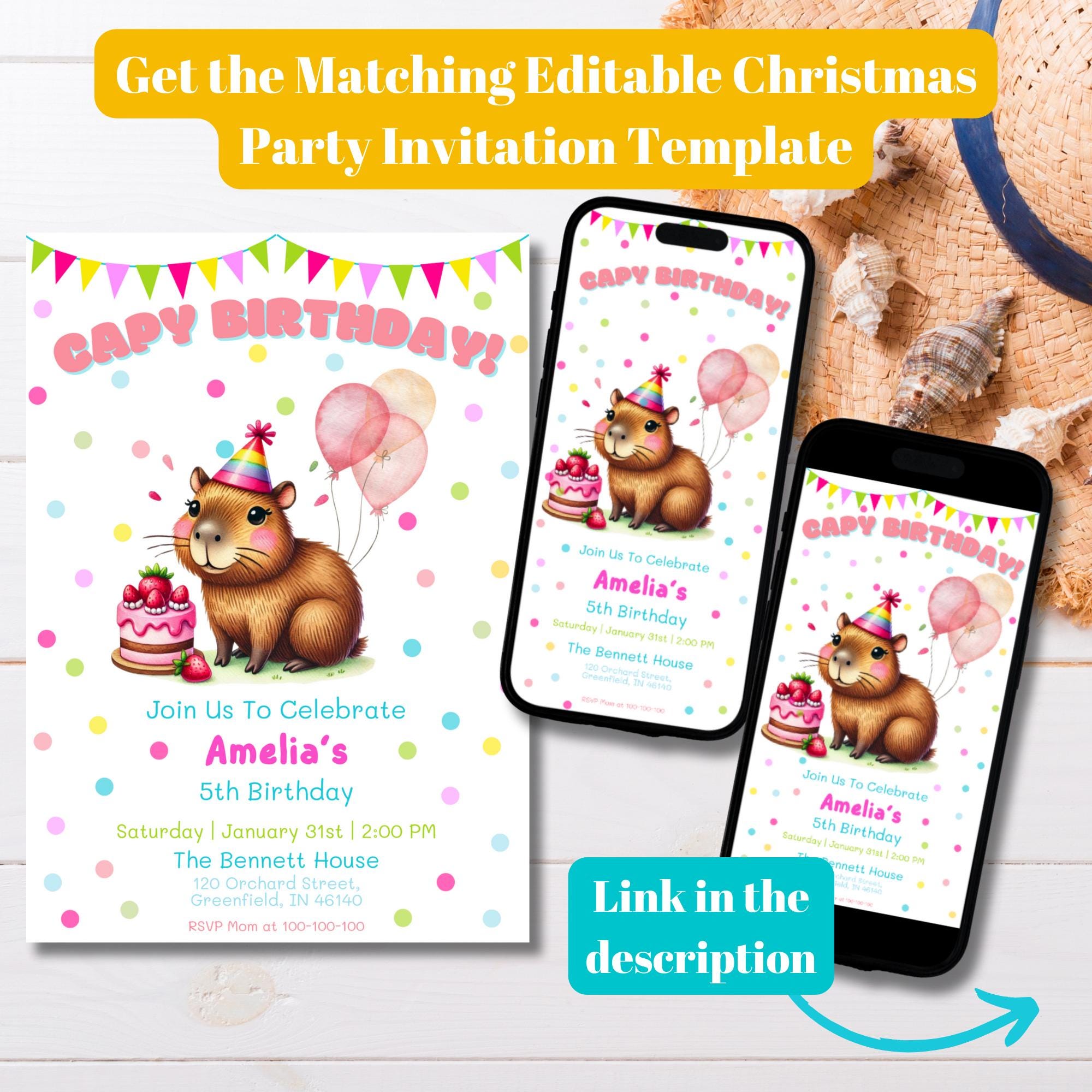 Editable Capy Birthday Capybara Party Welcome Sign Template, Printable ...