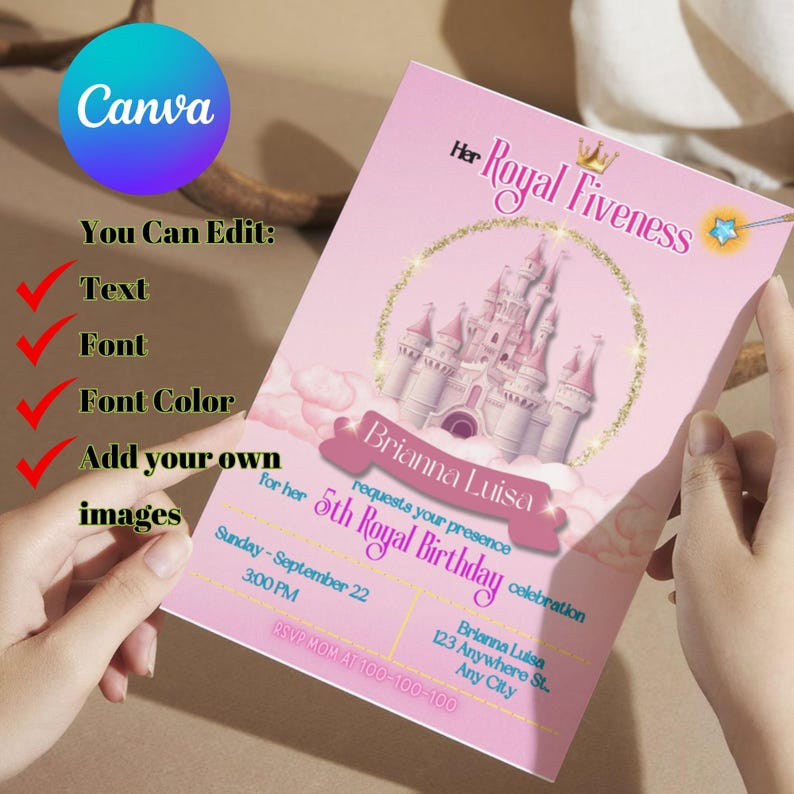 Editable Her Royal Fiveness Invitation Template, Printable Royal ...