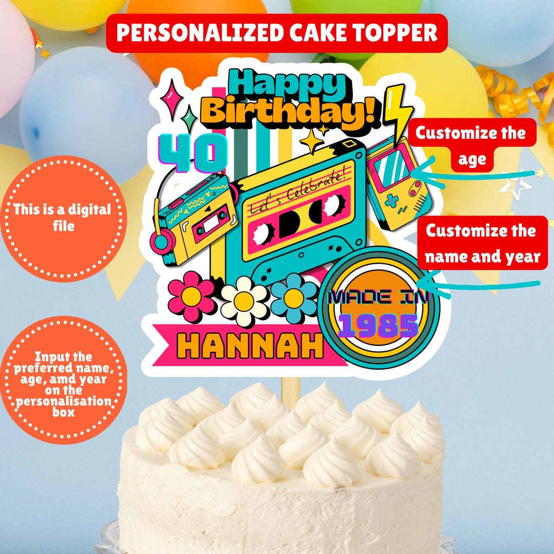 Personalized Made in 1985 40th Birthday Cake Topper, Custom Born in ...