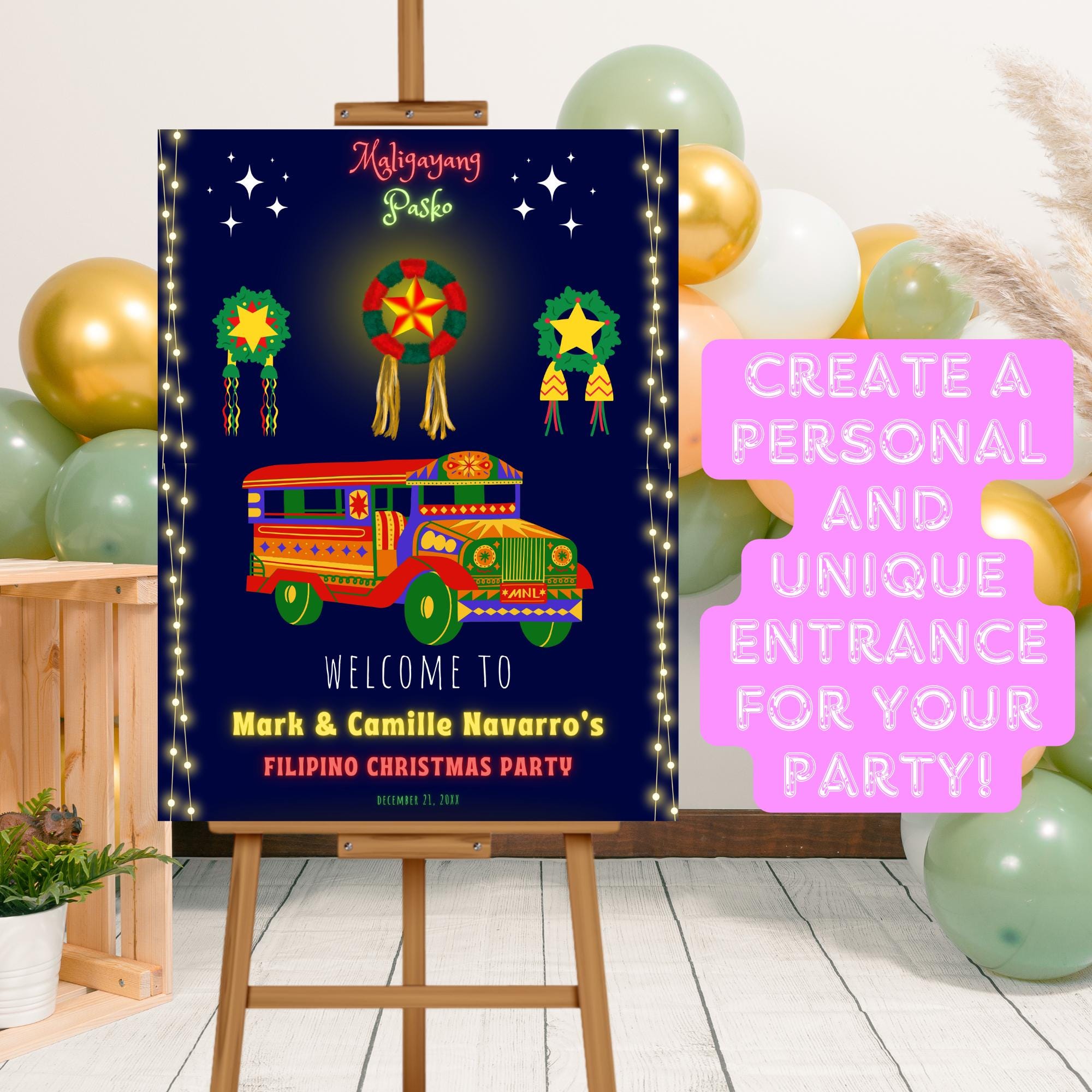 Editable Maligayang Pasko Filipino Christmas Party Welcome Sign ...