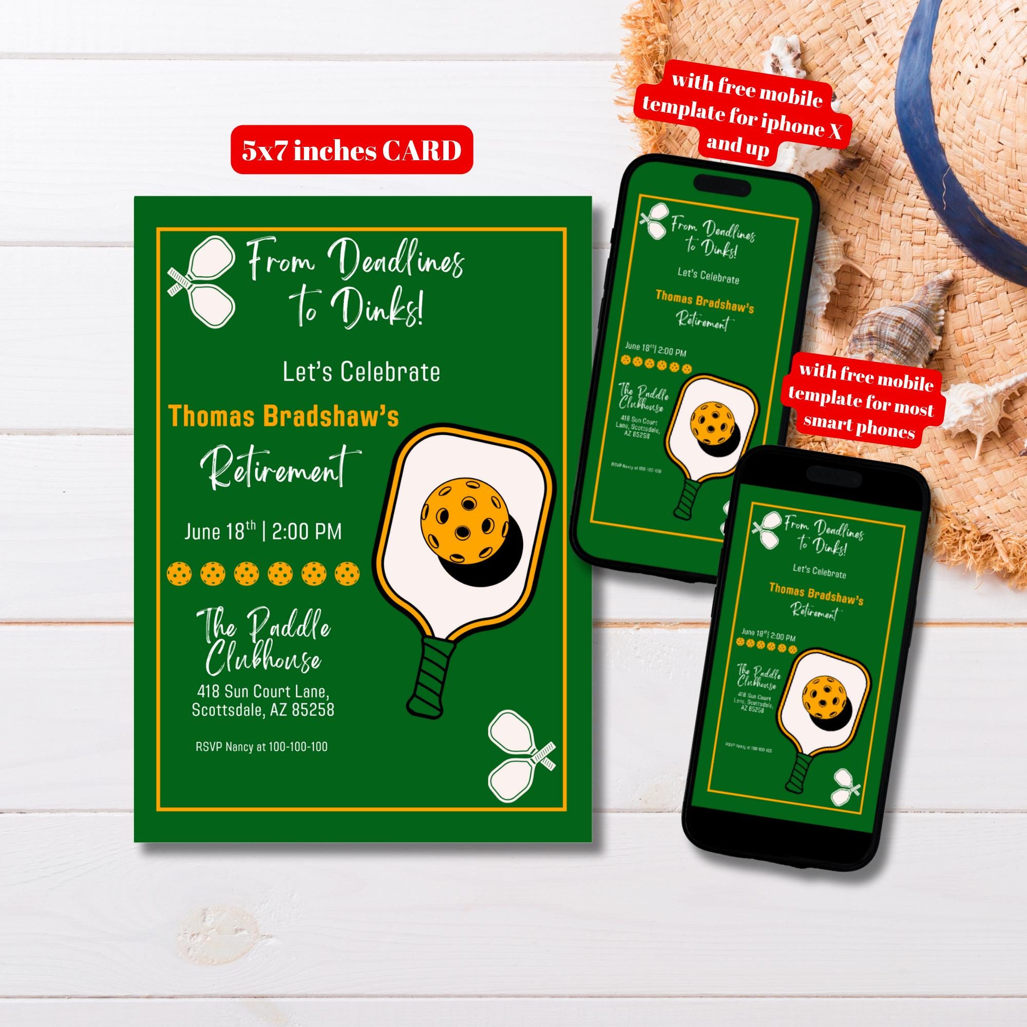 Editable Pickleball Retirement Party Invitation Template, Printable ...
