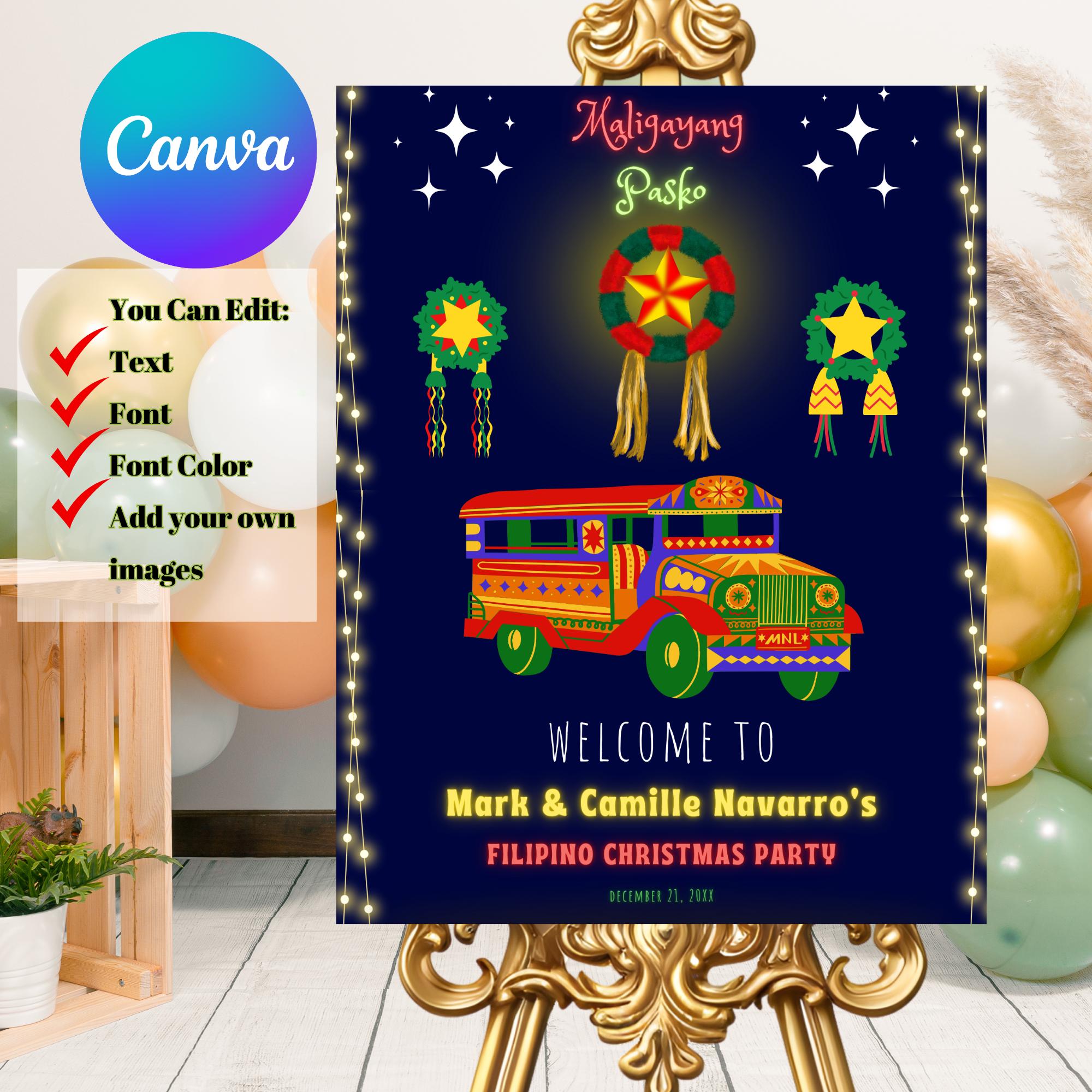 Editable Maligayang Pasko Filipino Christmas Party Welcome Sign ...