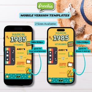 Birthday Party Invitation Template Made in 1985 Retro 80's Editable ...