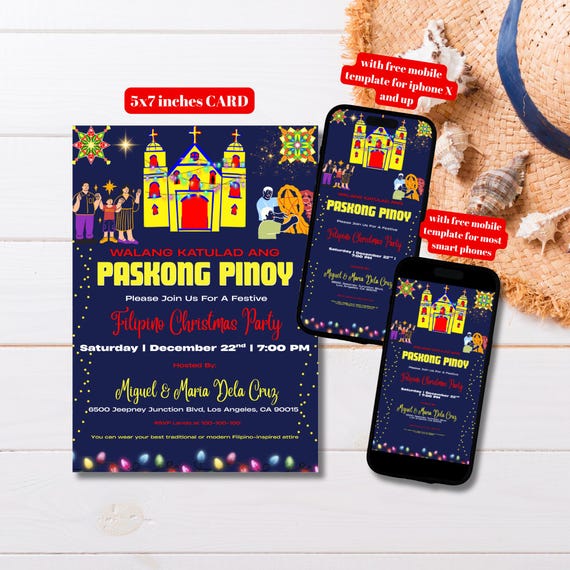 Filipino Christmas Party Invitation Backgrounds