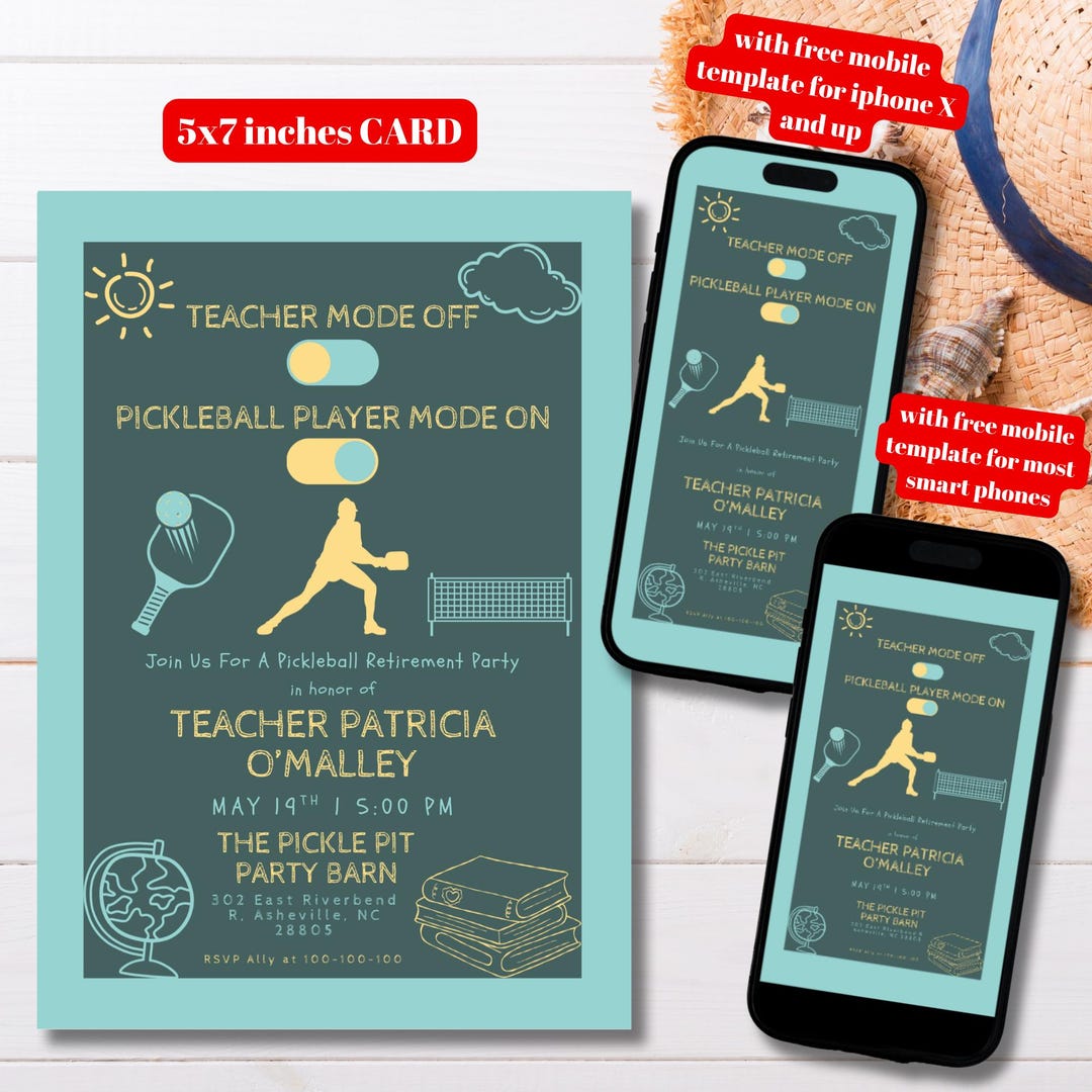 Editable Teacher Retirement Party Invitation Template, Printable ...