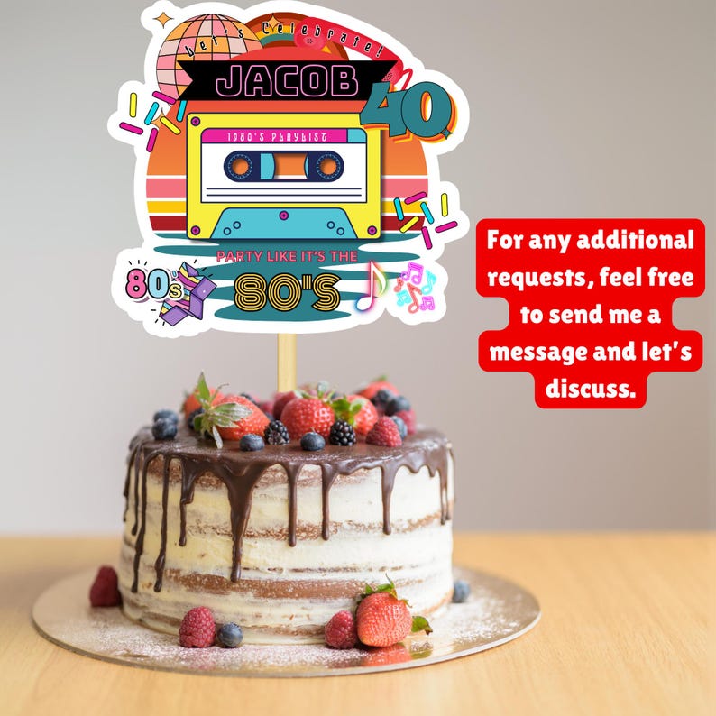 Cassette Tape Cake Topper, Custom 80s Birthday Cake Topper ...