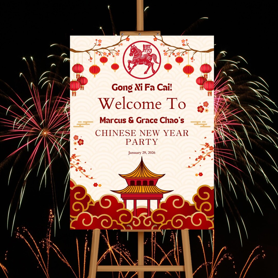 Editable Year of the Horse Chinese New Year Welcome Sign Template ...