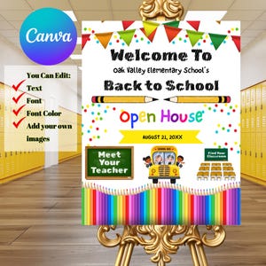 Editable Back to School Open House Welcome Sign Template, Printable ...