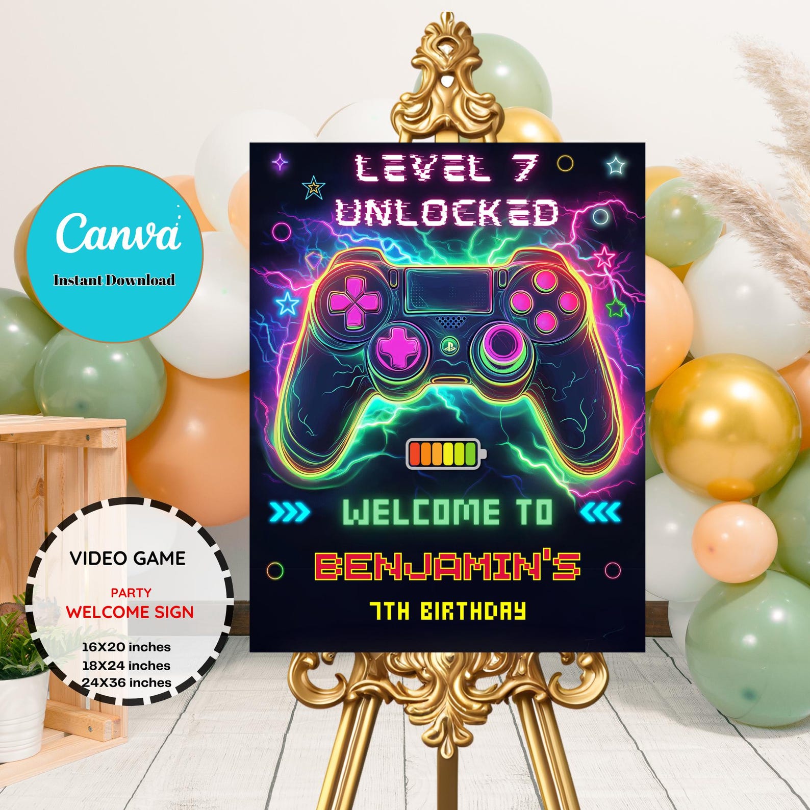 Editable Video Game Birthday Party Welcome Sign Template, Printable ...