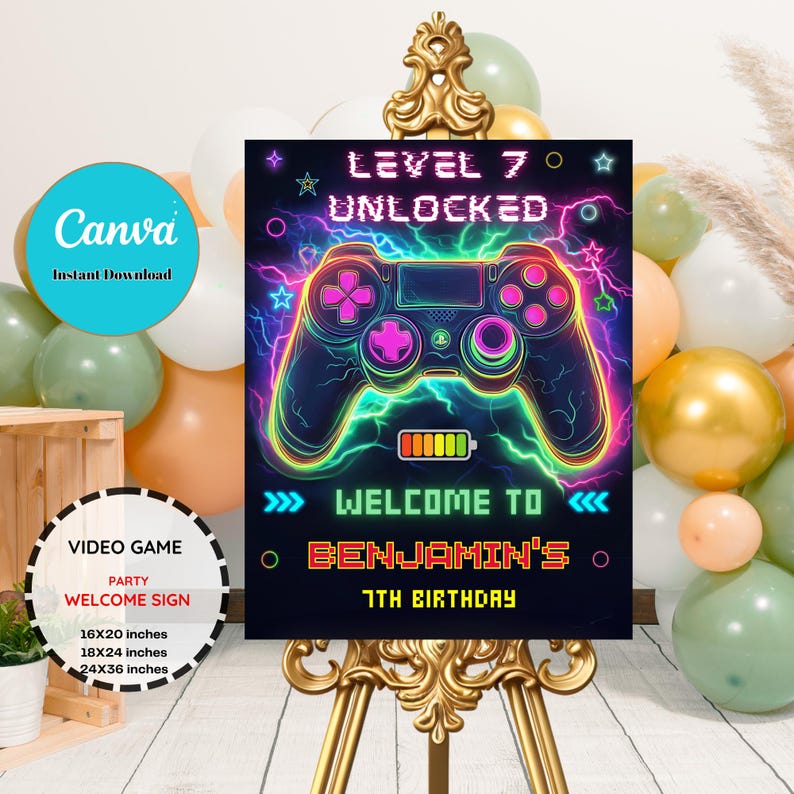 Editable Video Game Birthday Party Welcome Sign Template, Printable ...