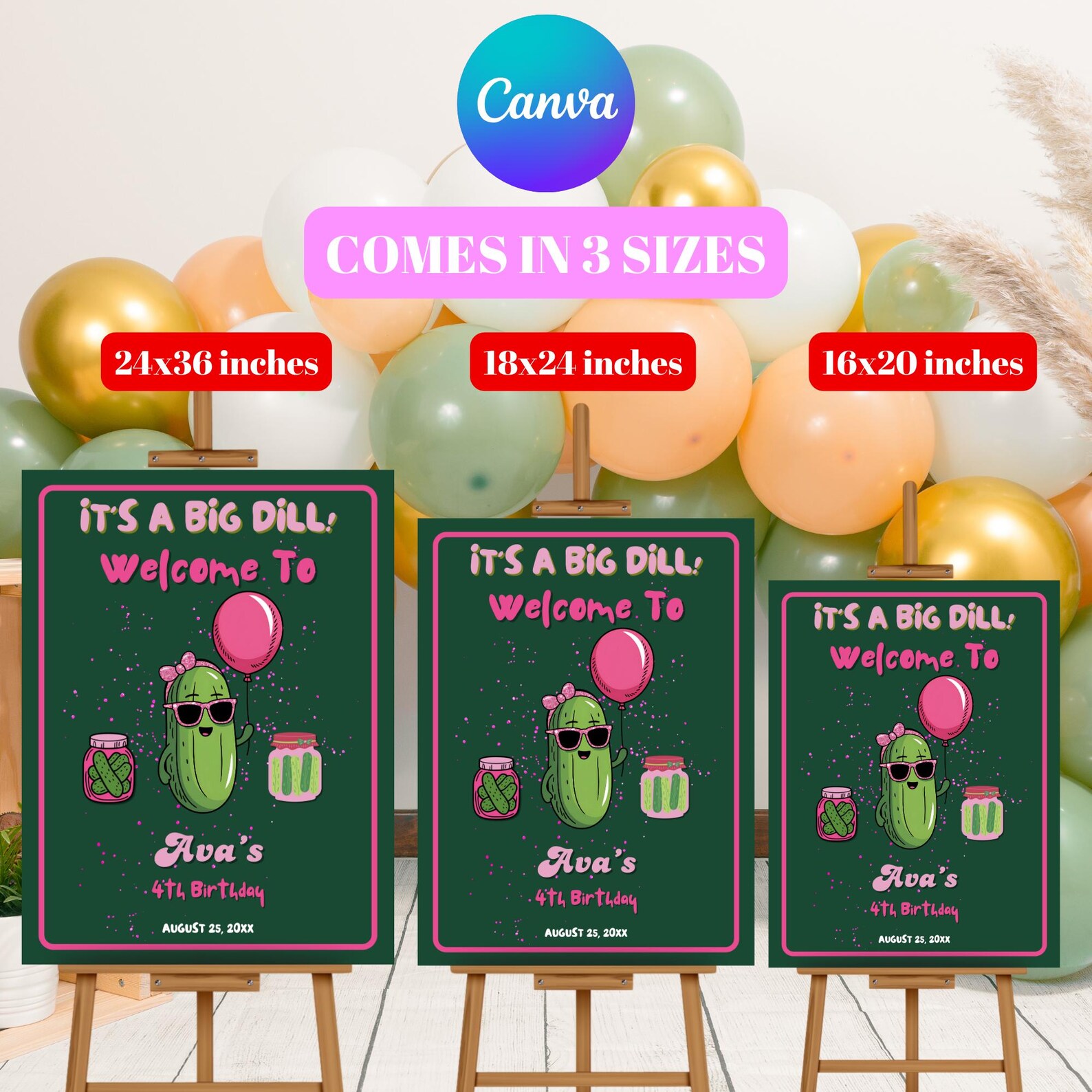 Editable Pickle Birthday Welcome Sign, Printable Pickle Birthday Party ...