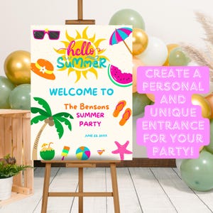 Editable Summer Party Welcome Sign Template, Printable Summer Poster ...