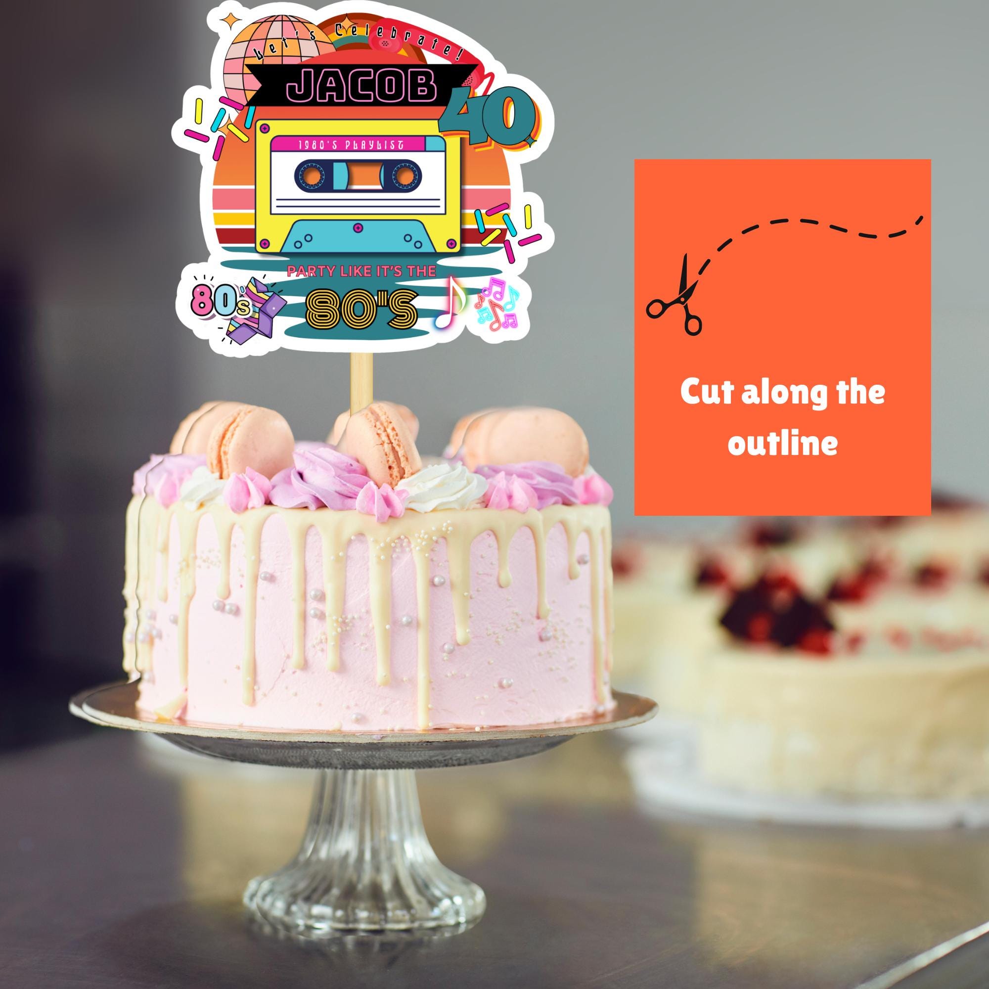 Cassette Tape Cake Topper, Custom 80s Birthday Cake Topper ...