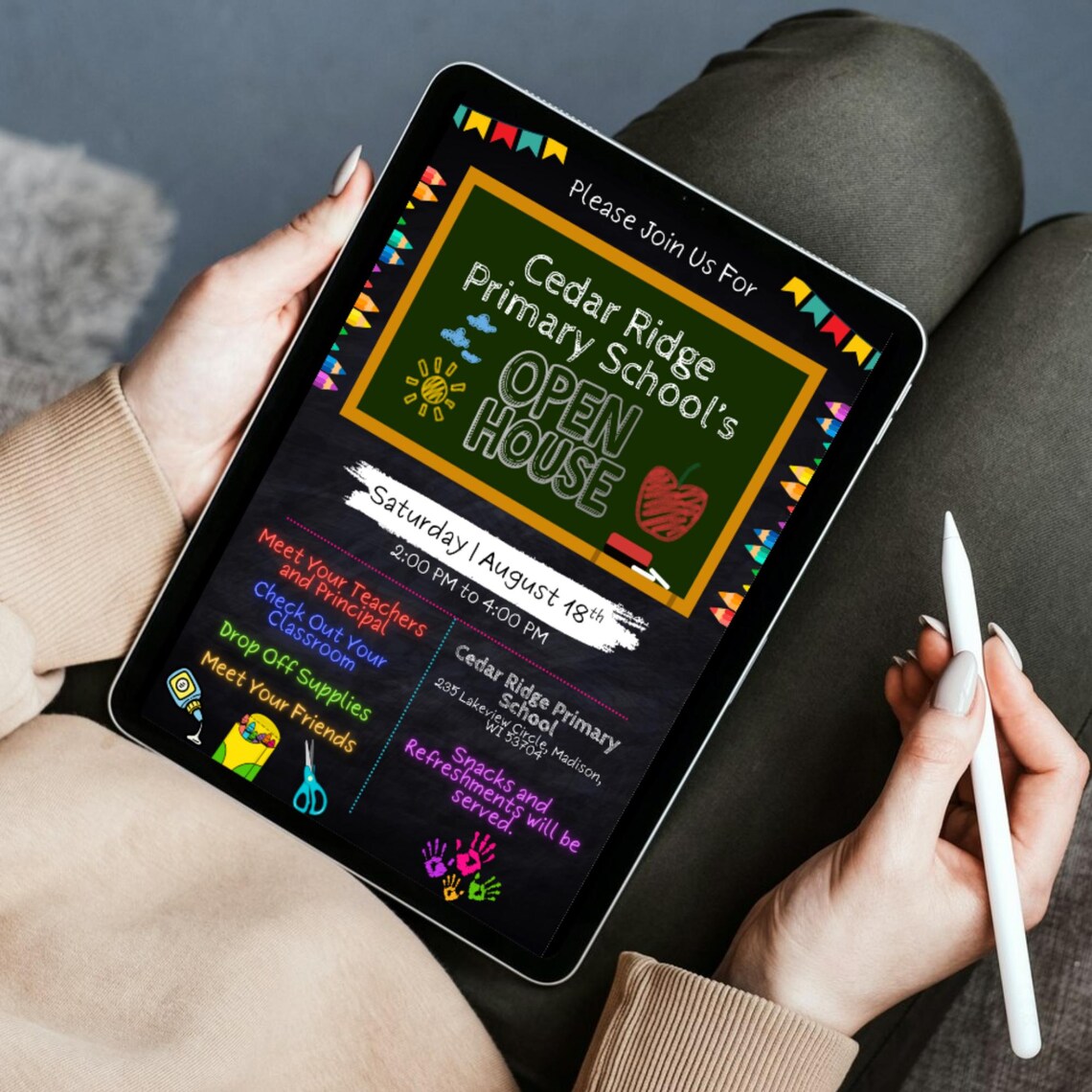 Editable Chalkboard Back to School Open House Invitation Template ...