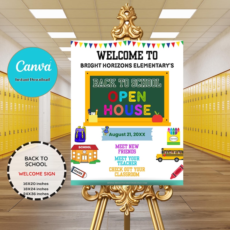 Editable Back to School Open House Welcome Sign Template, Printable ...