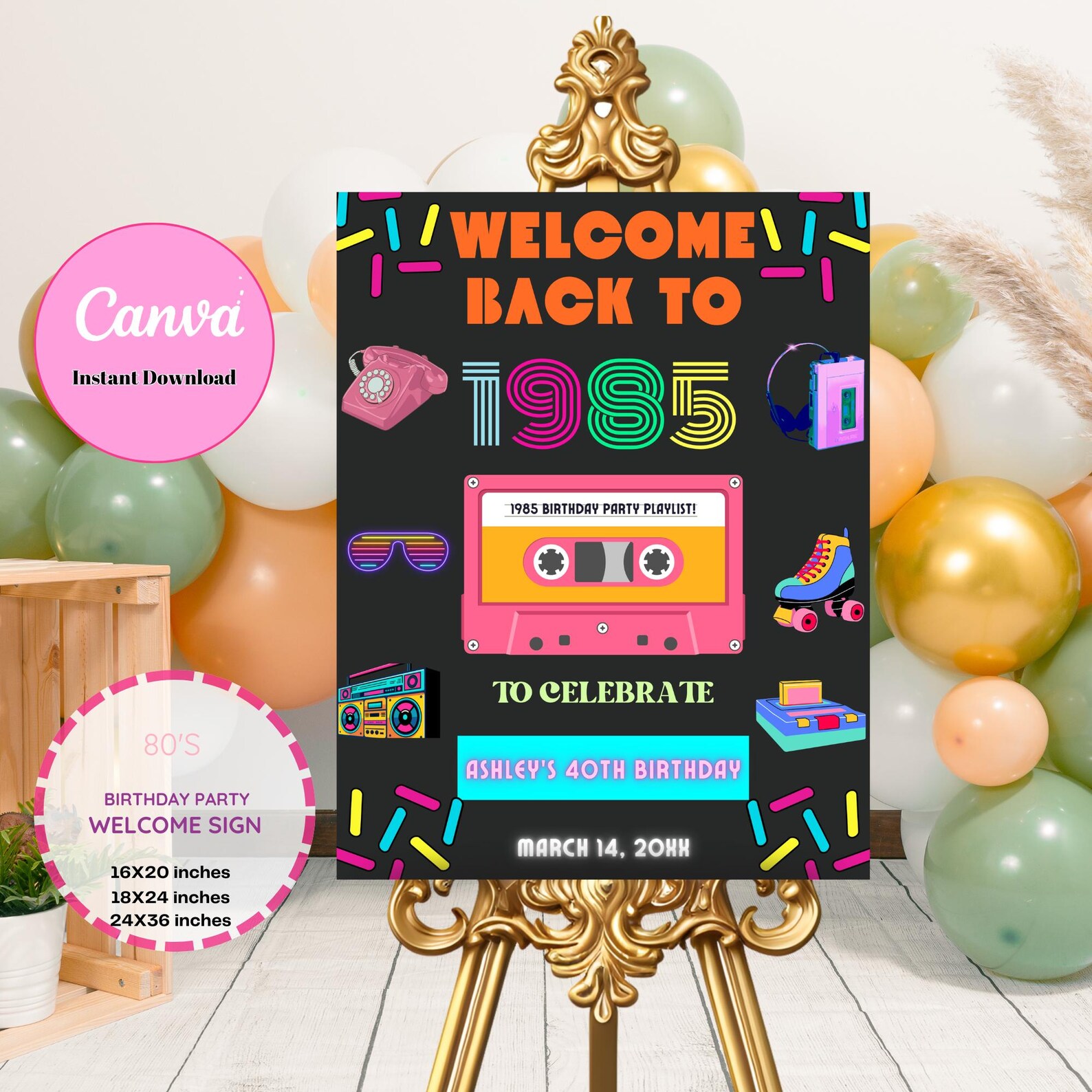 Editable Born in 1985 40th Birthday Welcome Sign Template, Printable ...