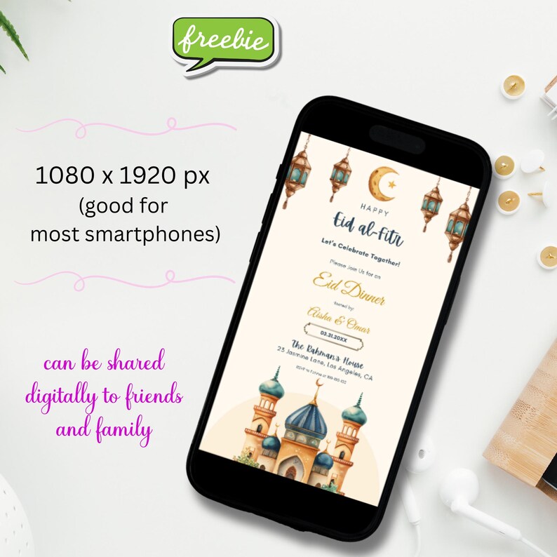 Editable Eid Al-fitr Party Invitation Template, Printable Ramadan ...