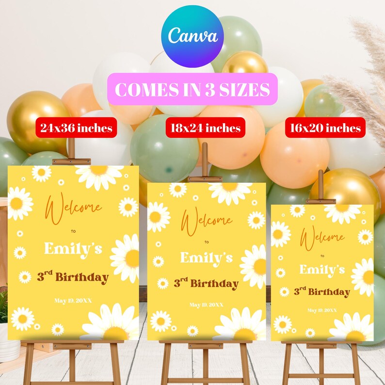 Editable Daisy Birthday Decoration Template, Printable Daisy Birthday ...