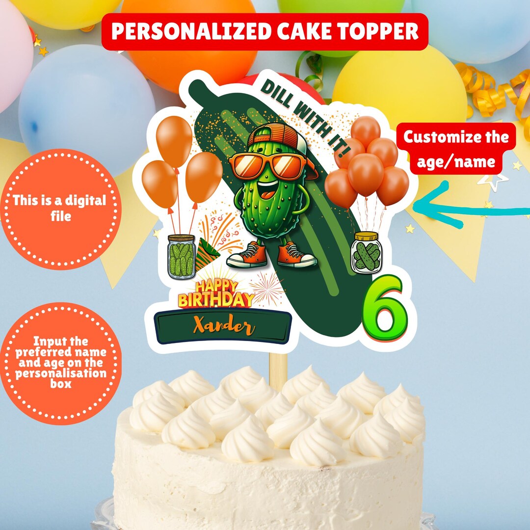 Personalized Orange Pickle Birthday Party Cake Topper, Custom Orange ...