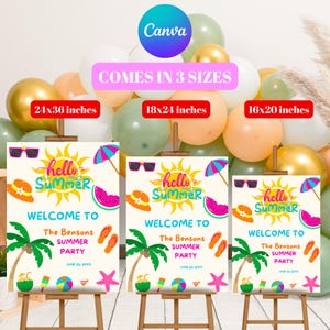 Editable Summer Party Welcome Sign Template, Printable Summer Poster ...