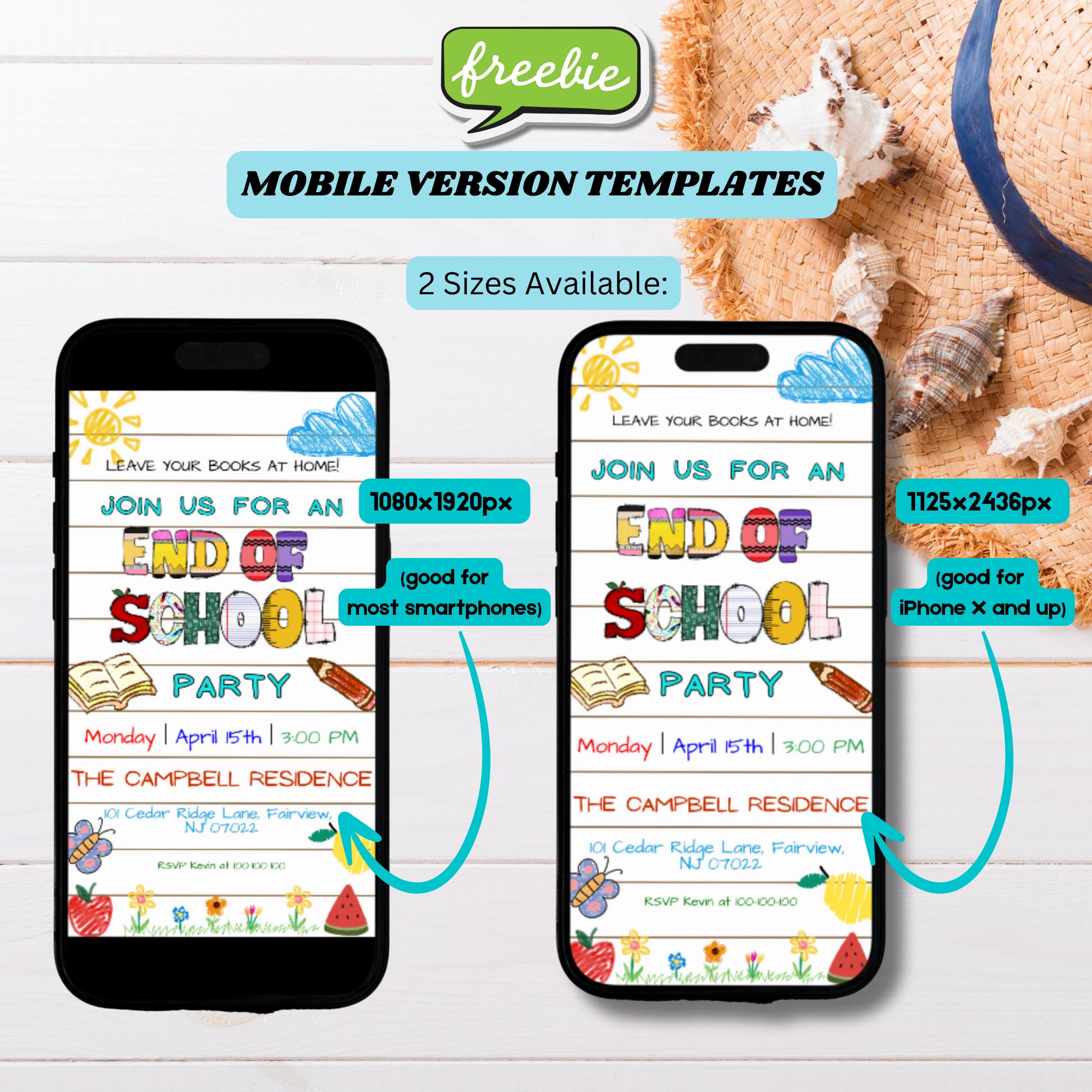 Editable End of School Party Invitation Template, Printable Kids Summer ...