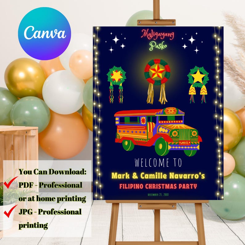 Editable Maligayang Pasko Filipino Christmas Party Welcome Sign ...