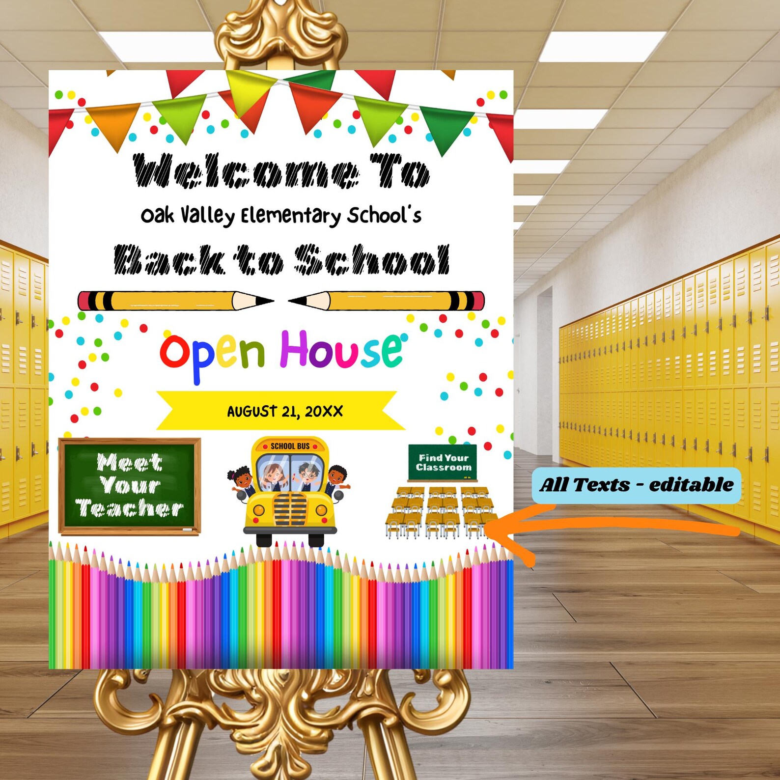 Editable Back to School Open House Welcome Sign Template, Printable ...