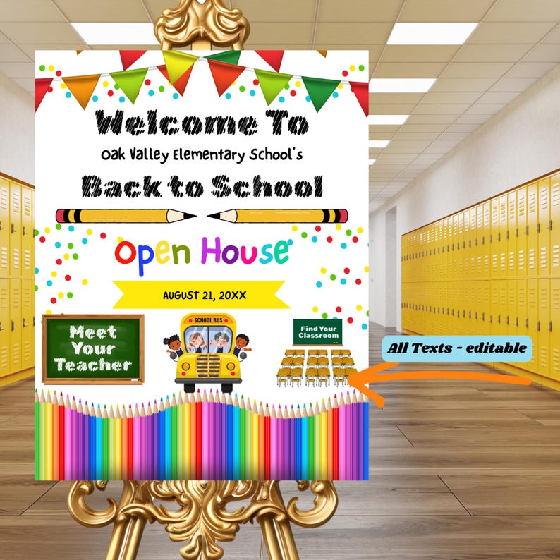 Editable Back to School Open House Welcome Sign Template, Printable ...