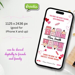Editable Valentine's Day 5x7 Card for Teachers Template, Custom Teacher ...