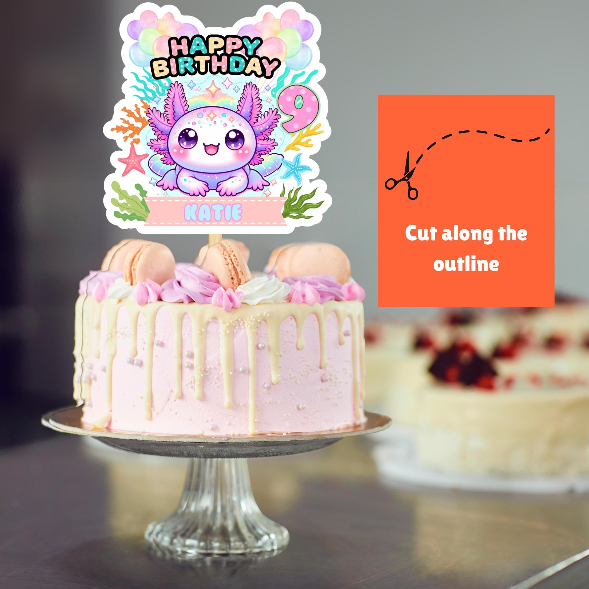 Personalized Axolotl Cake Topper, Custom Axolotl Cake Topper, Printable ...
