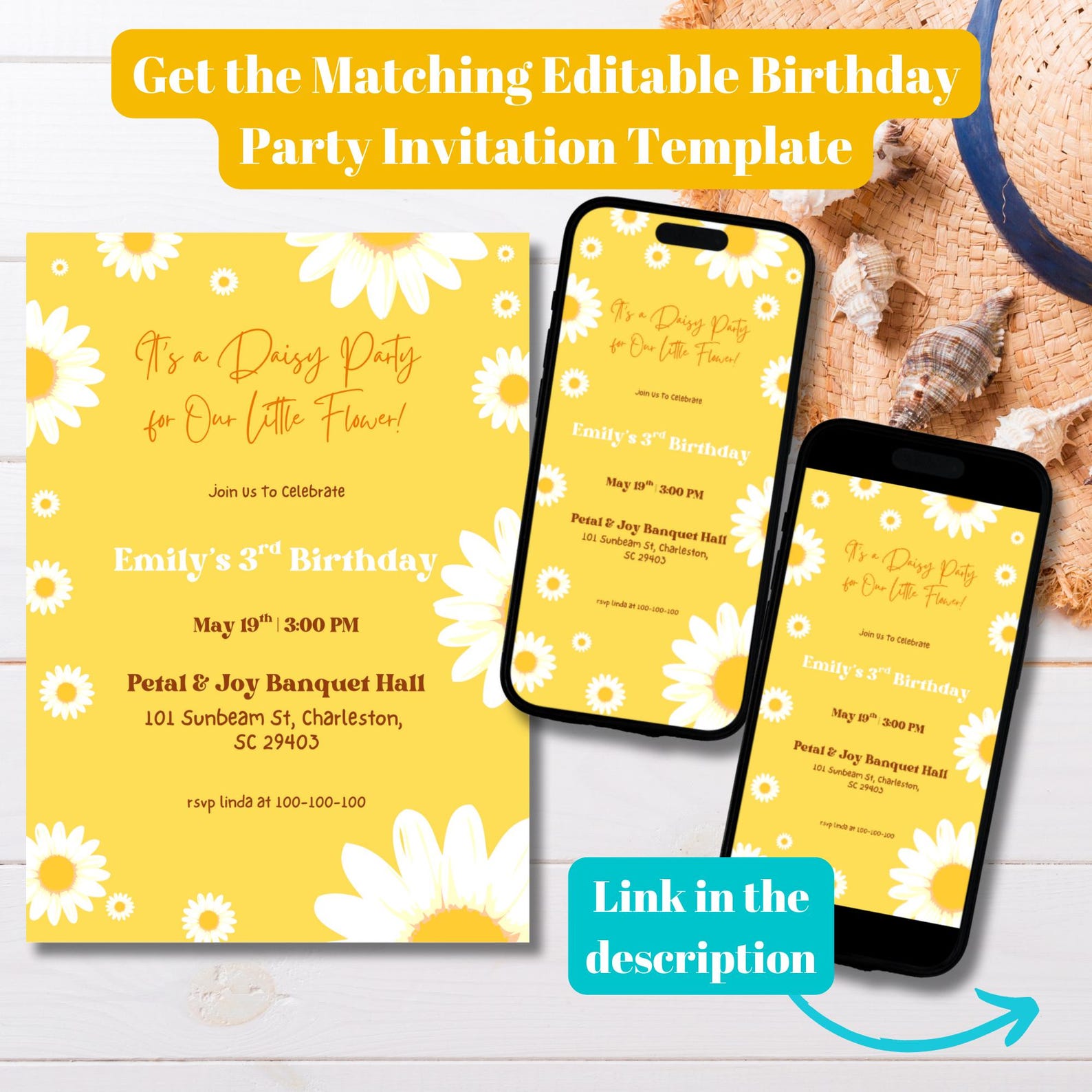 Editable Daisy Birthday Decoration Template, Printable Daisy Birthday ...