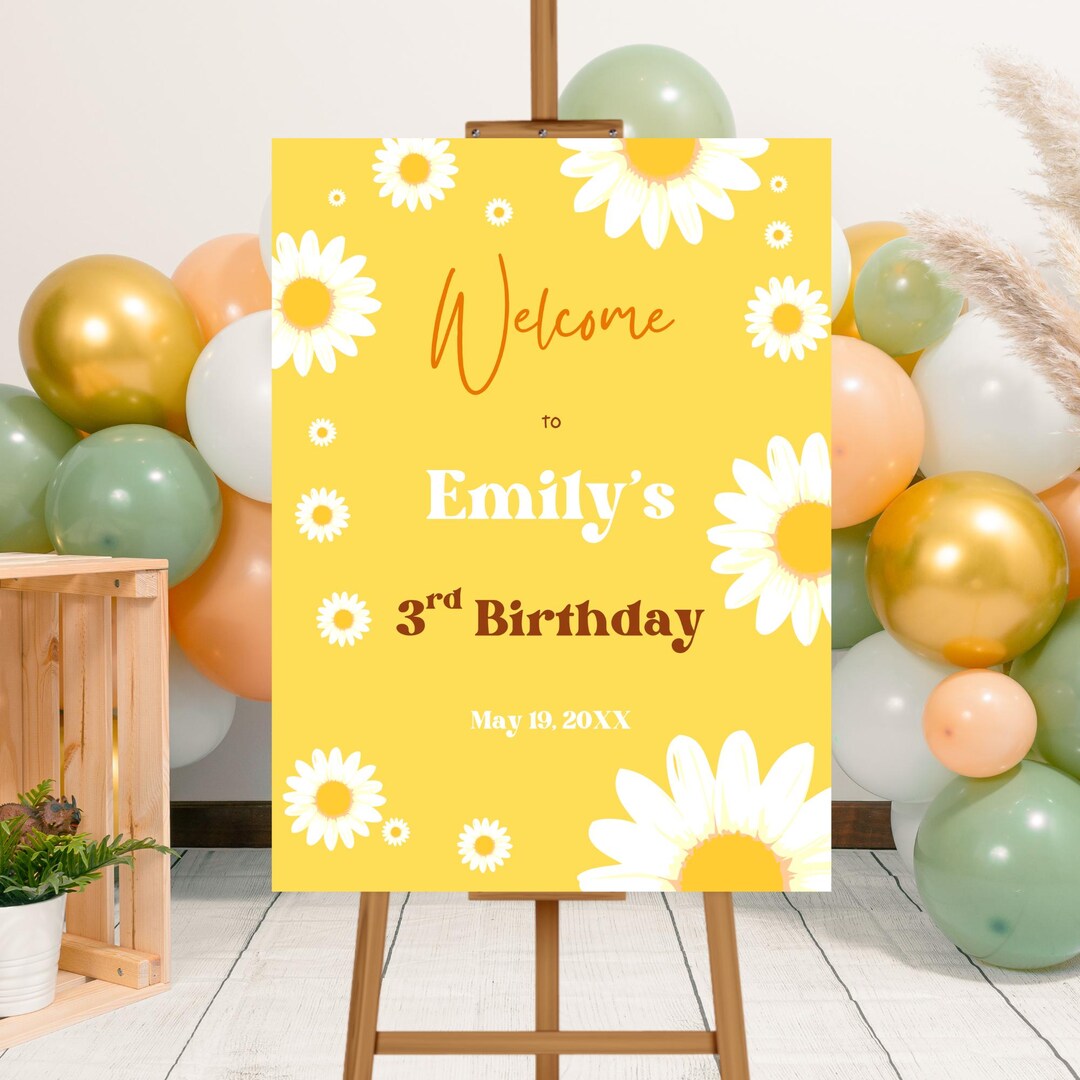 Editable Daisy Birthday Decoration Template, Printable Daisy Birthday ...