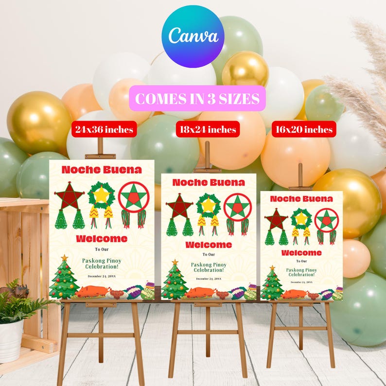 Editable Filipino Christmas Party Welcome Sign Template, Printable ...