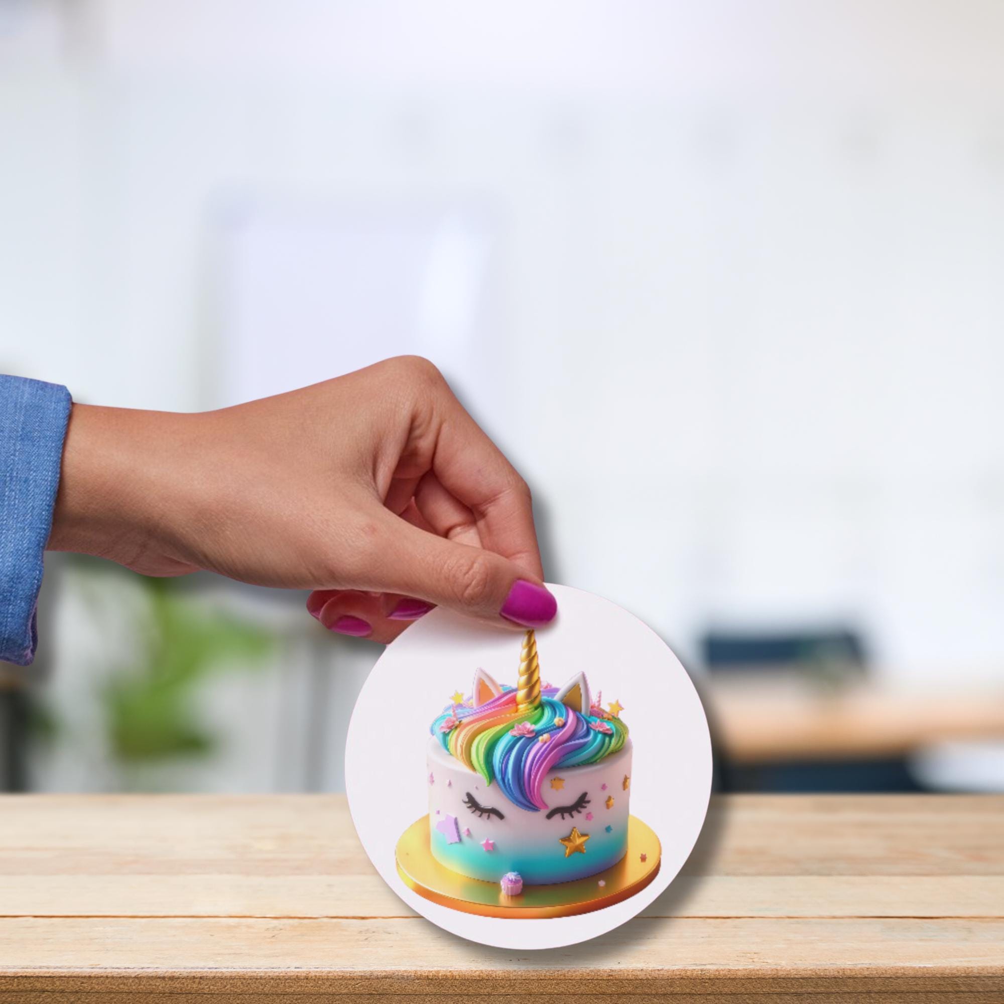 3D Blocky Unicorn Birthday Cake Clipart, 3D Rainbow Party Cake PNG, 3D ...