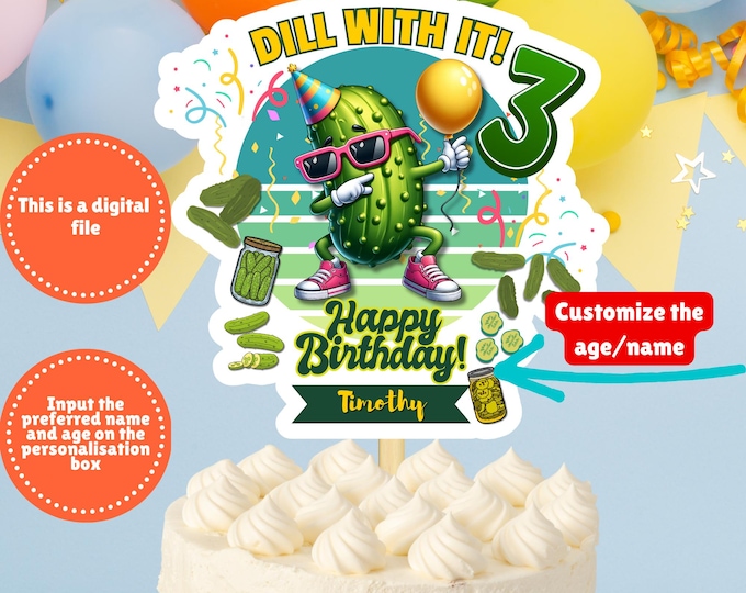 Custom Pickle Cake Topper, Pickle Party Decorations, Pickles Birthday ...