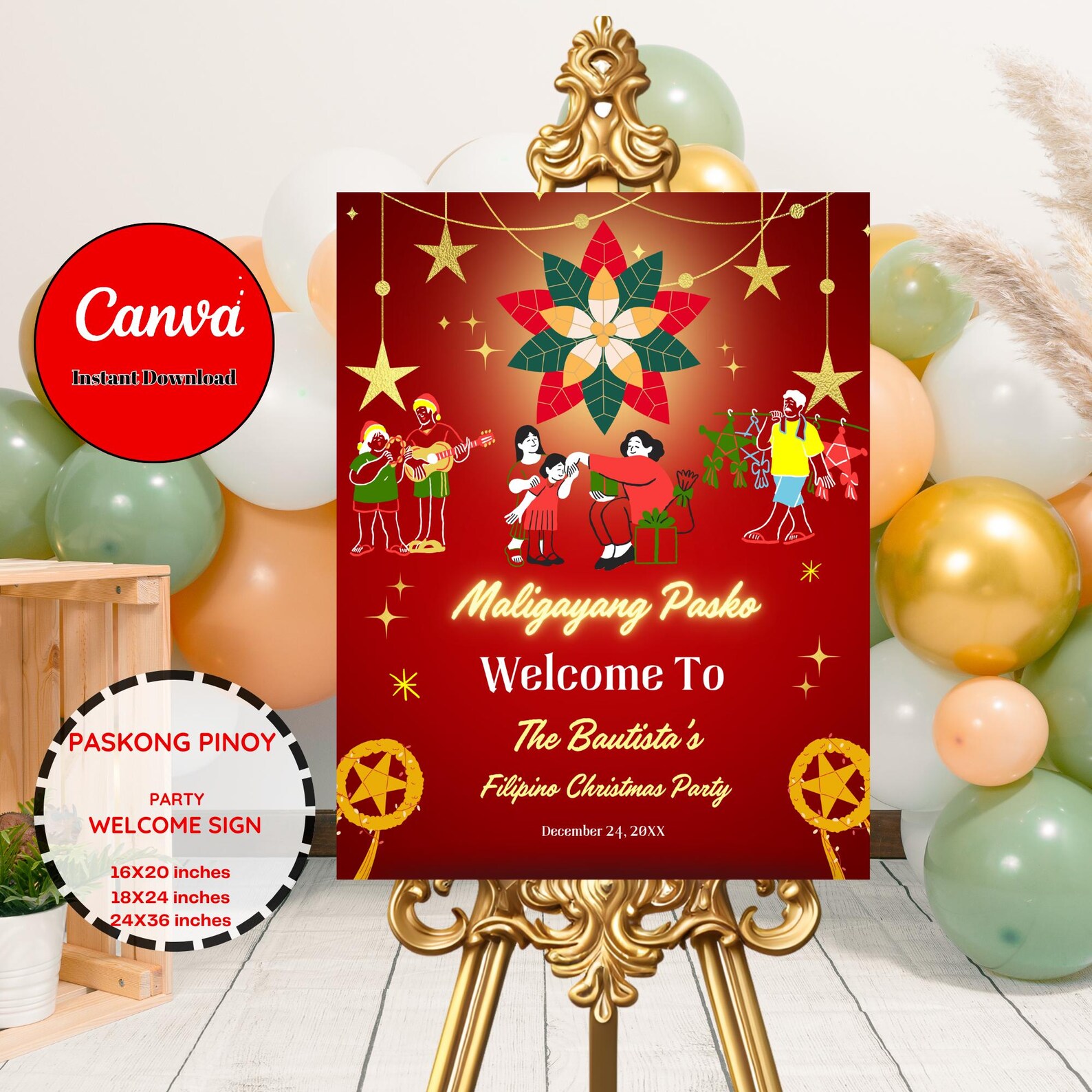 Editable Maligayang Pasko Filipino Christmas Party Welcome Sign ...