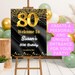 Editable Black Gold 80th Birthday Welcome Sign Template, Printable ...