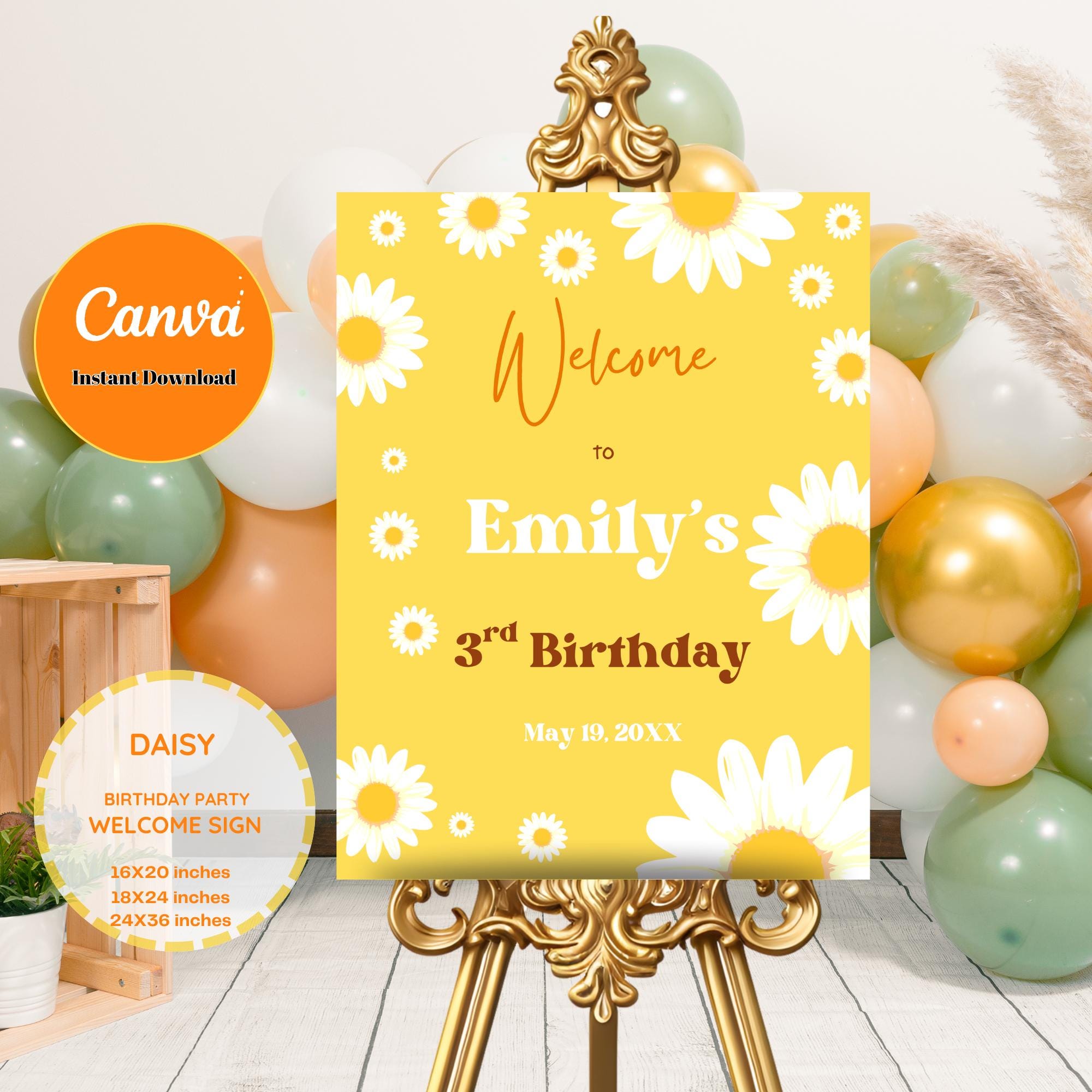Editable Daisy Birthday Decoration Template, Printable Daisy Birthday ...
