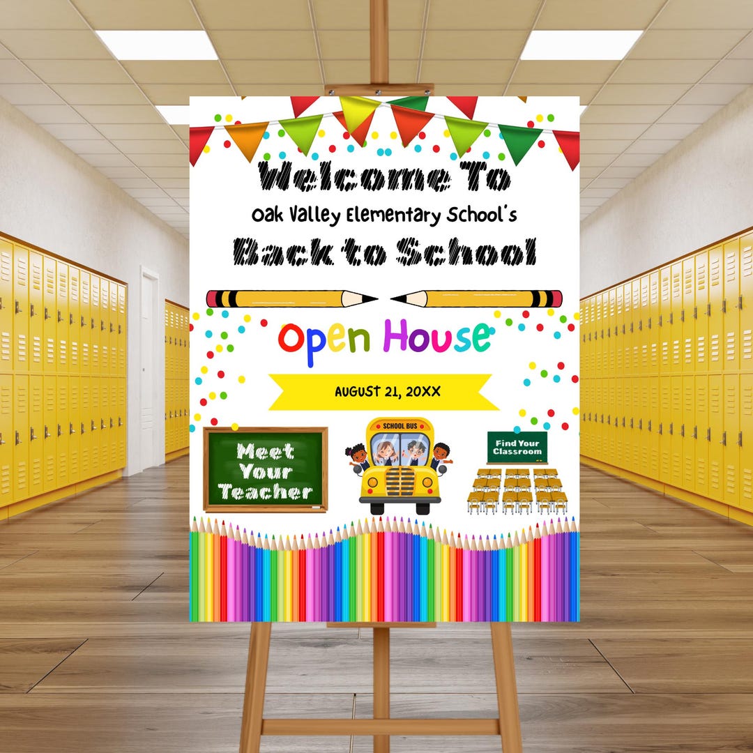 Editable Back to School Open House Welcome Sign Template, Printable ...