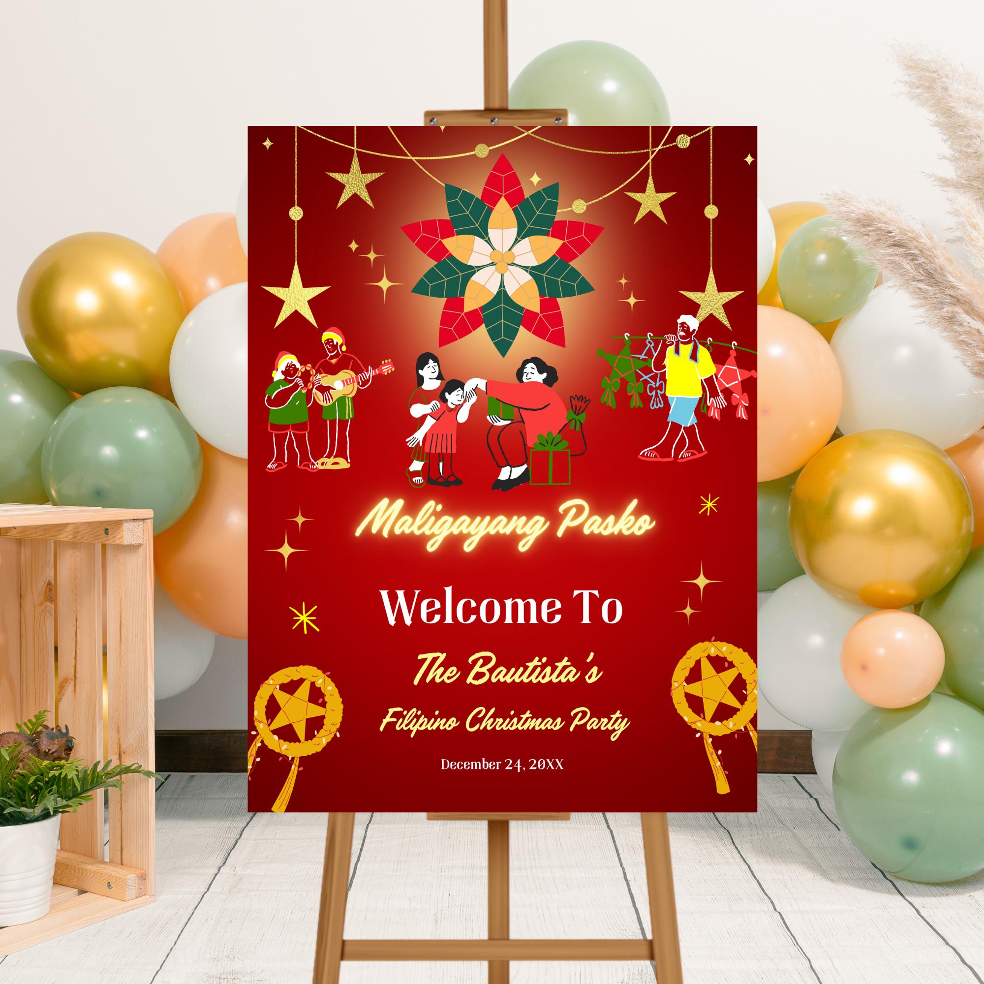 Editable Maligayang Pasko Filipino Christmas Party Welcome Sign ...