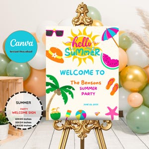 Editable Summer Party Welcome Sign Template, Printable Summer Poster ...