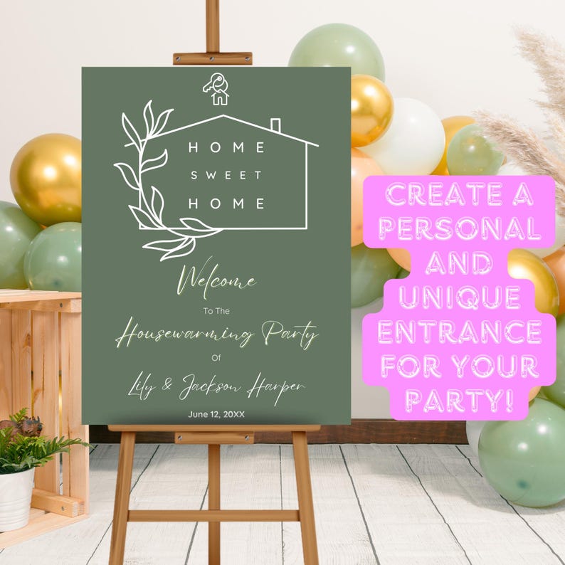 Editable Housewarming Party Welcome Sign Template, Printable New House ...