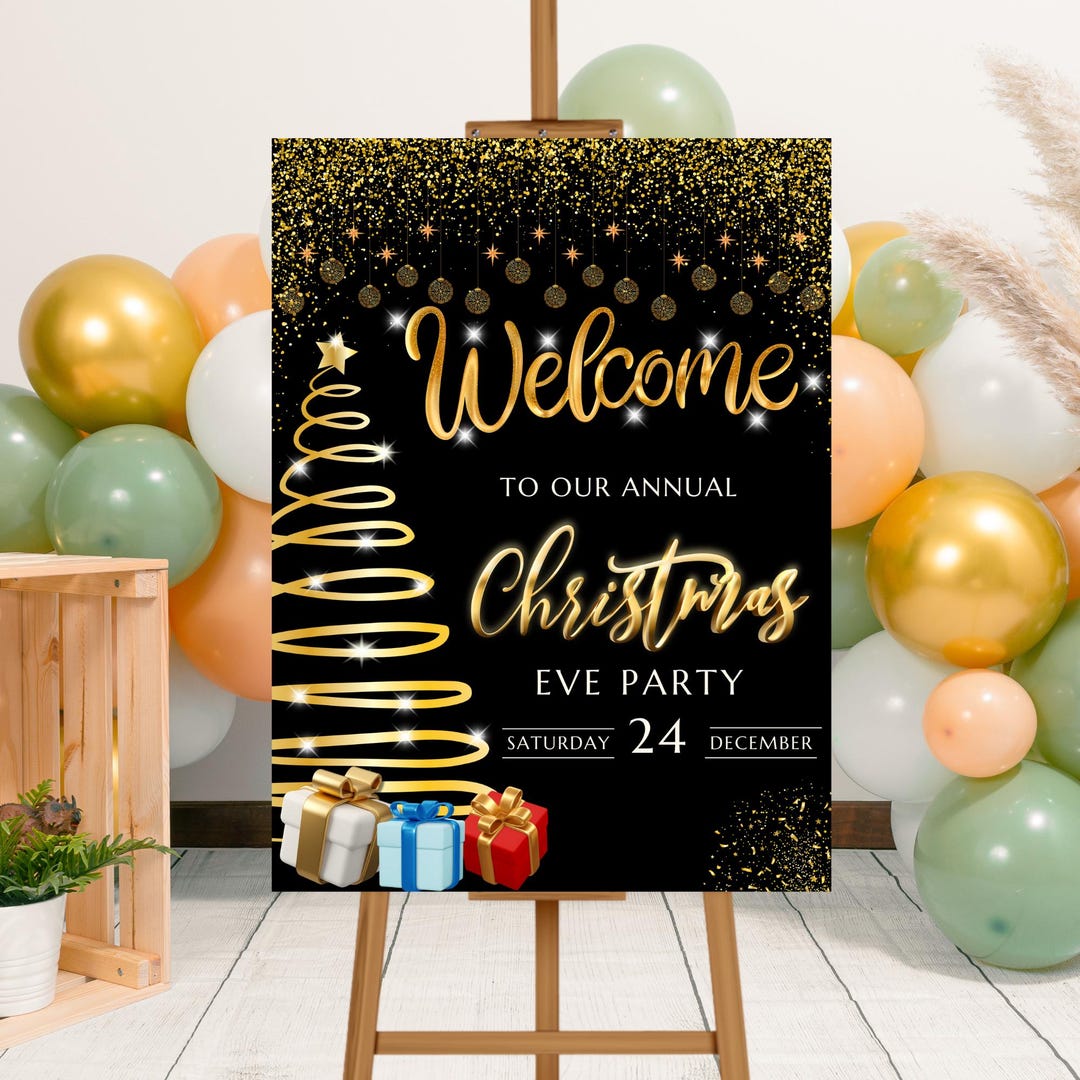 Editable Christmas Party Welcome Sign Template, Printable Christmas ...