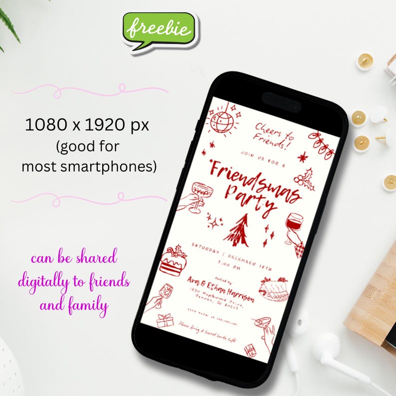 Editable Friendsmas Party Invitation Template, Printable Christmas ...