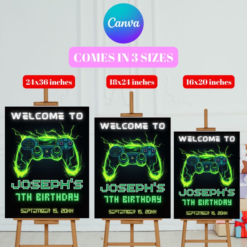 Editable Video Game Birthday Party Welcome Sign Template, Video Game ...