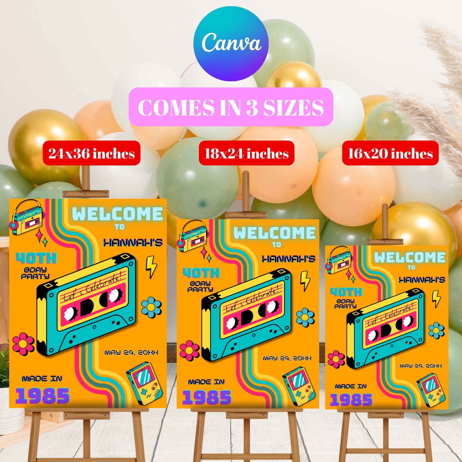Editable Made in 1985 40th Birthday Party Welcome Sign Template ...
