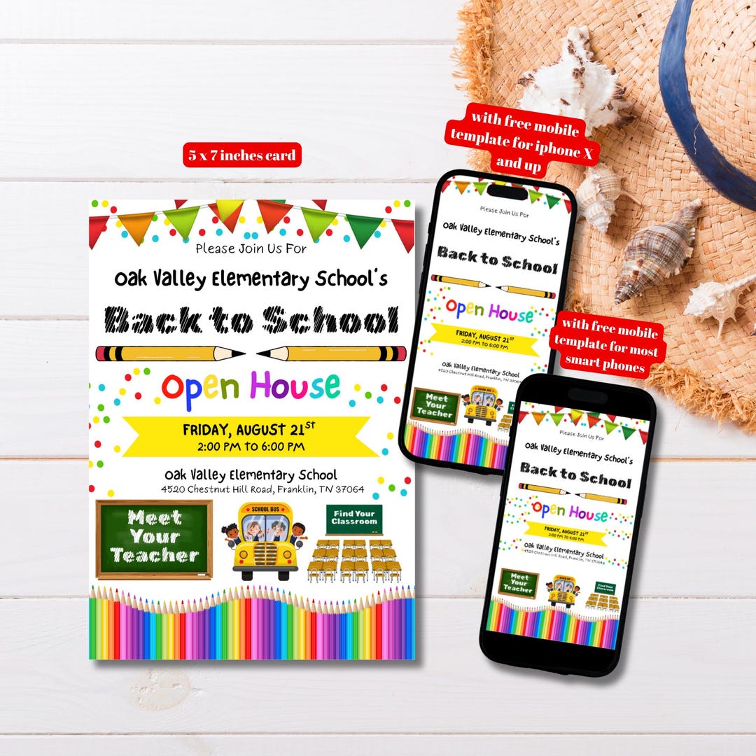 Editable Back to School Open House Flyer Template, Printable Back to ...