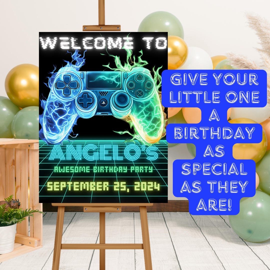 Editable Video Game Welcome Sign Template, Video Game Party Invitation ...