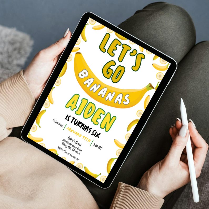 Editable Let's Go Bananas Birthday Invitation Template, Printable ...