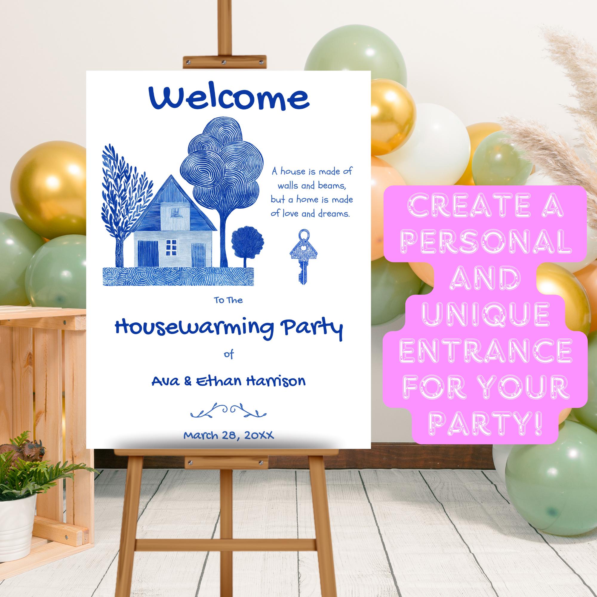 Editable Housewarming Party Sign, Printable Housewarming Party Welcome ...